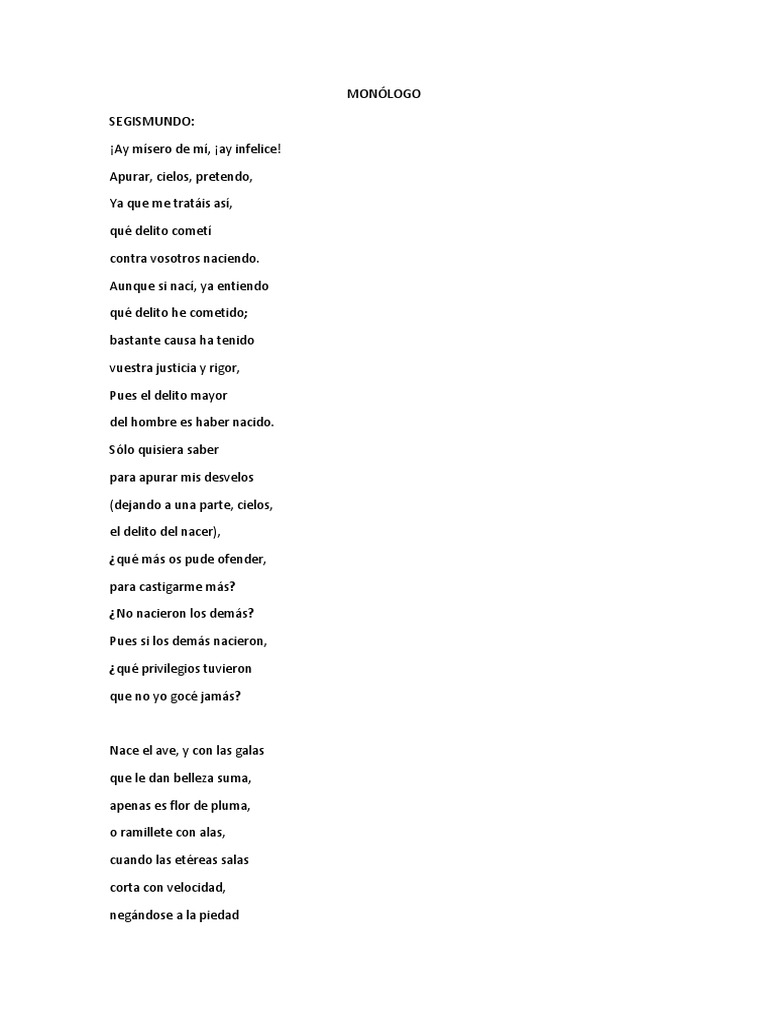 Monólogo Segismundo | PDF