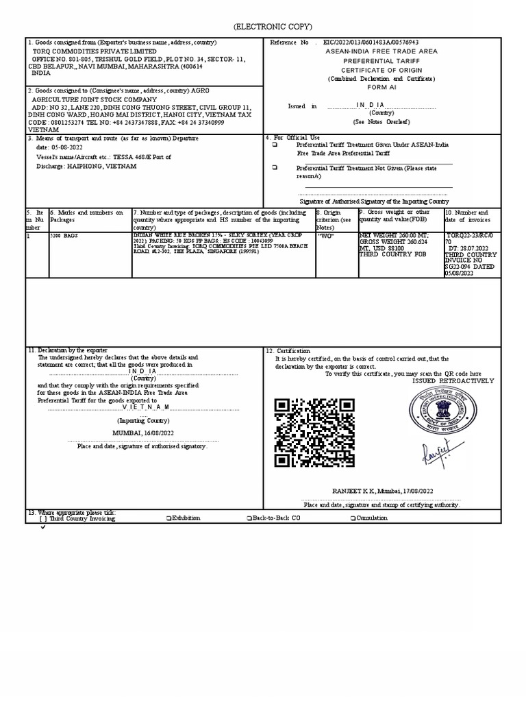 Torq Aifta 070 Issued | PDF | International Business | Economies