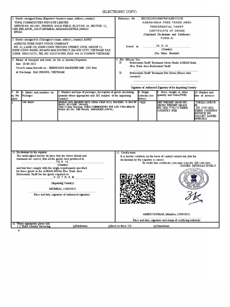 Torq Aifta 068 Issued | PDF | International Business | Economies
