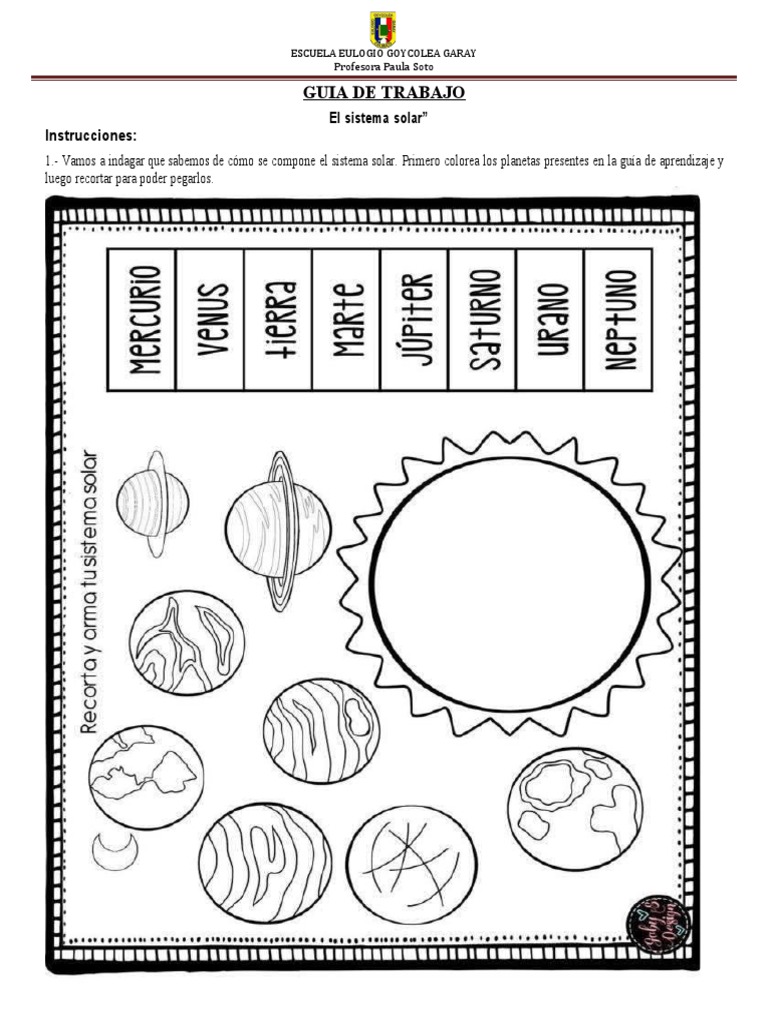 Actividades sobre el Sistema Solar | PDF | Sistema solar | Planetas