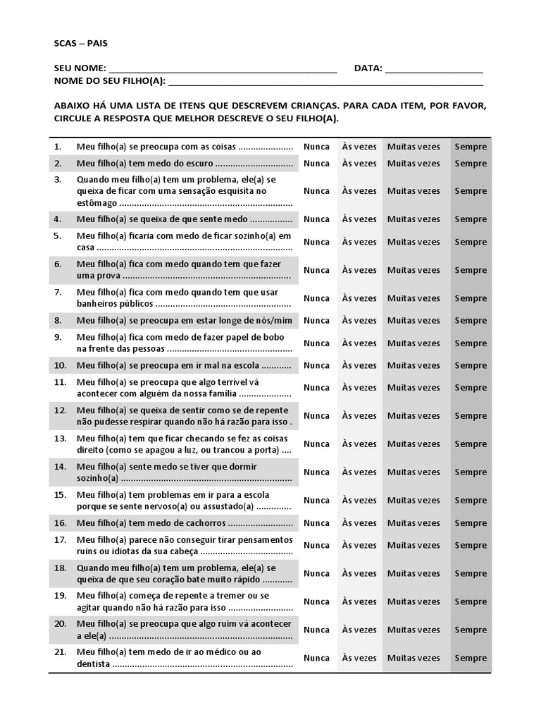 Scas Parent Brazilian Portuguese | PDF