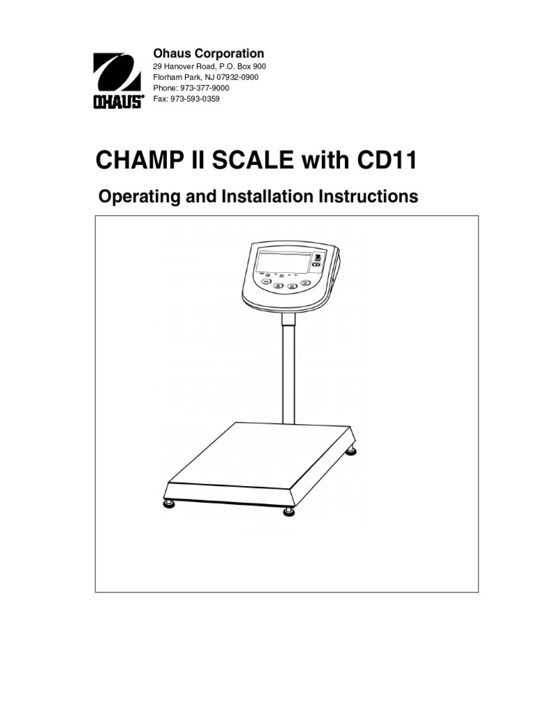 Ohaus Champ II CD11 Balance Manual | PDF | Screw | Electromagnetic ...