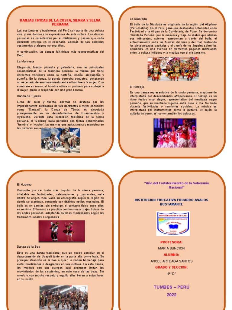 Diptico Danzas Del Peru | PDF | Perú | Bailes