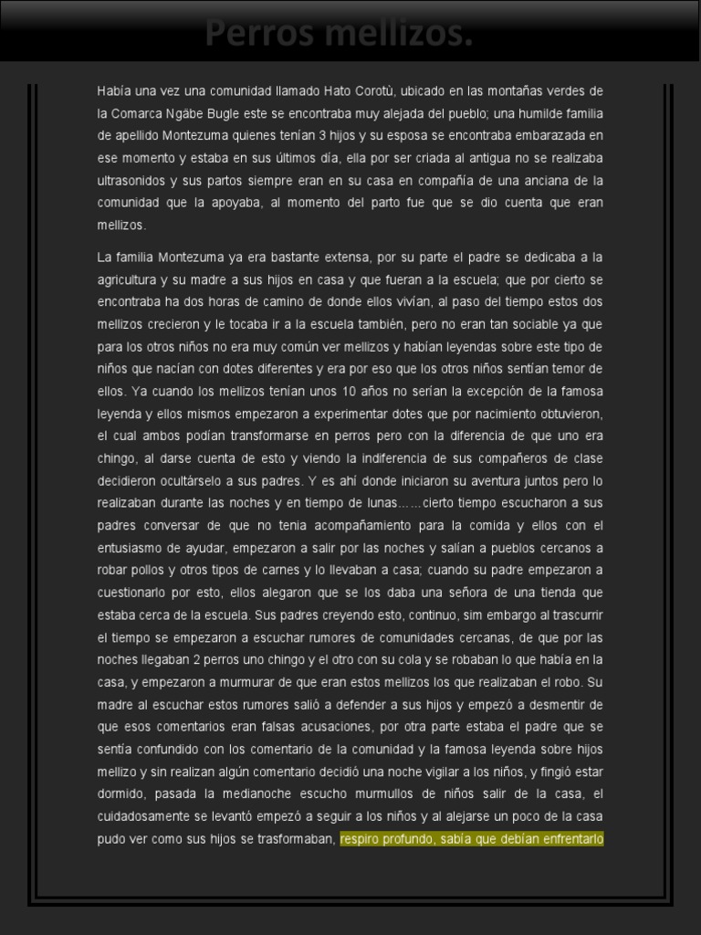 Cuento Perros Mellizos | PDF