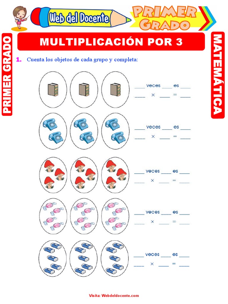 Multiplicación Por 3 para Primer Grado de Primaria | PDF ...