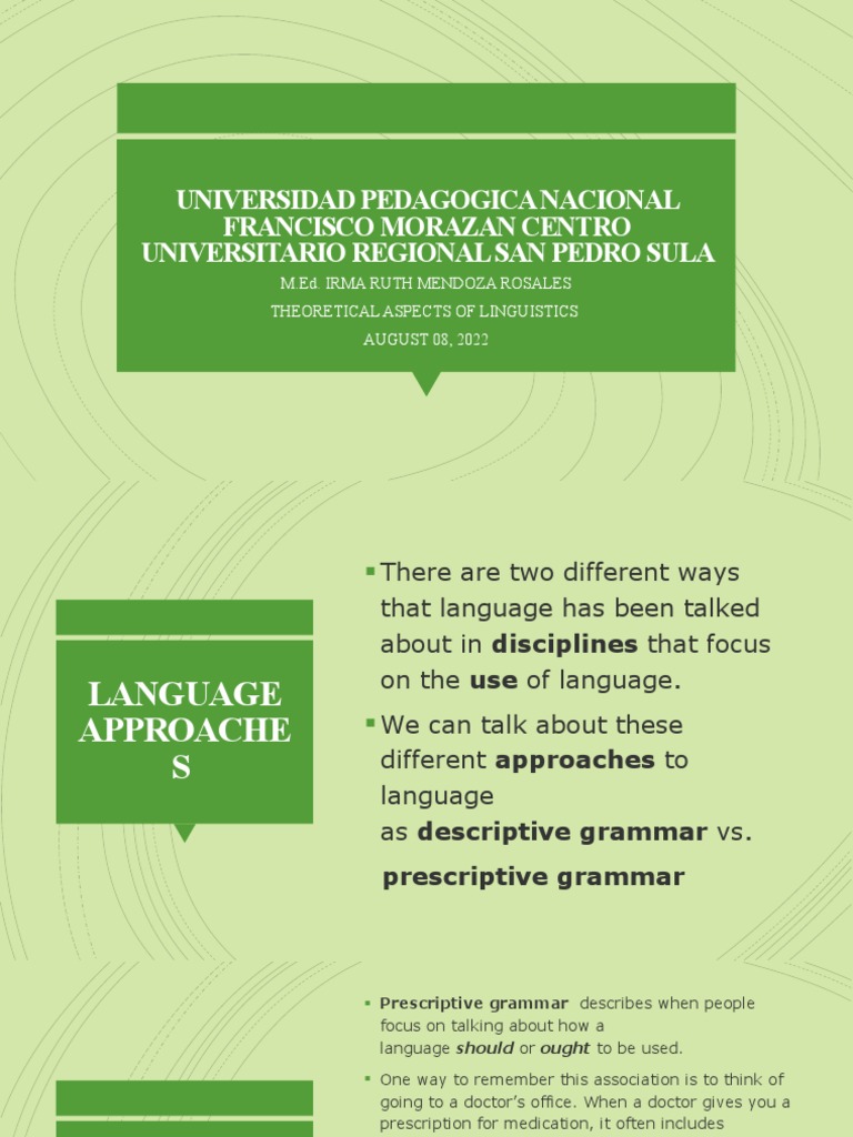 Prescriptive and Descriptive Grammar | PDF | Linguistics | Grammar