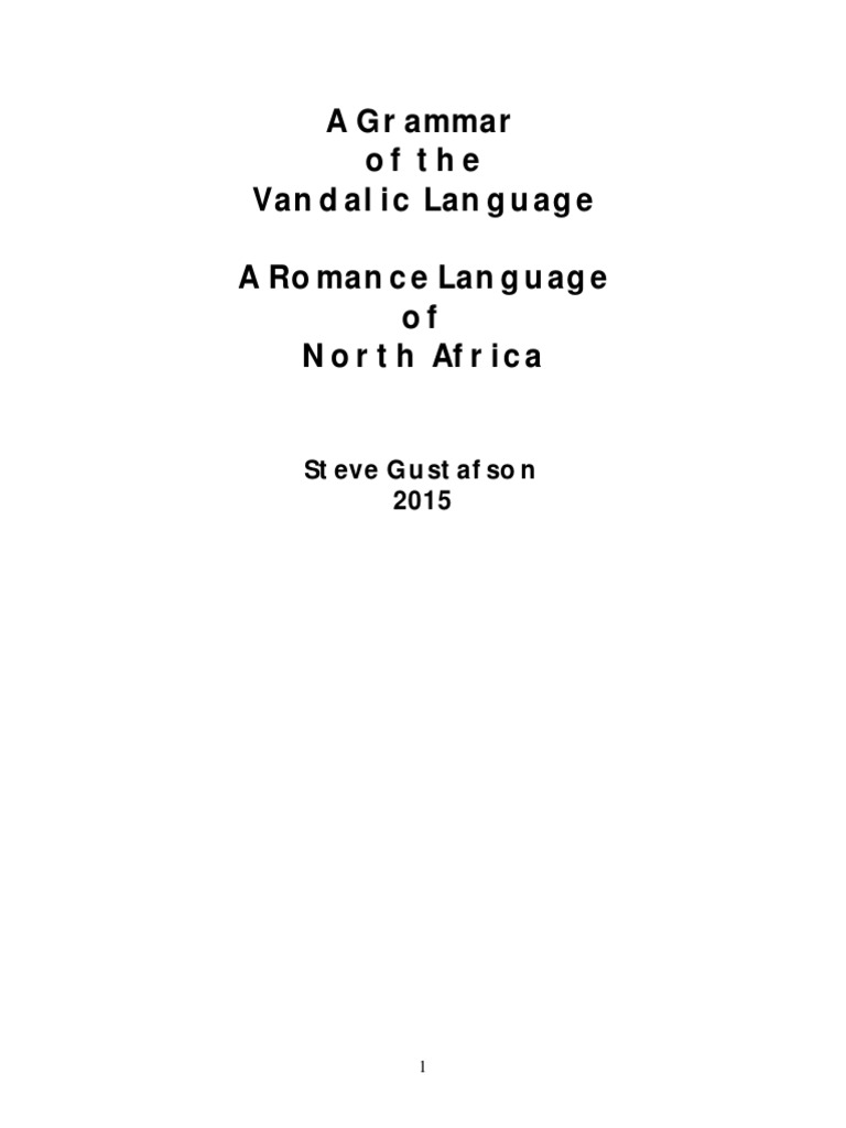 Steve Gustafson - Vandalic - Grammar | PDF | Grammatical Gender | Verb