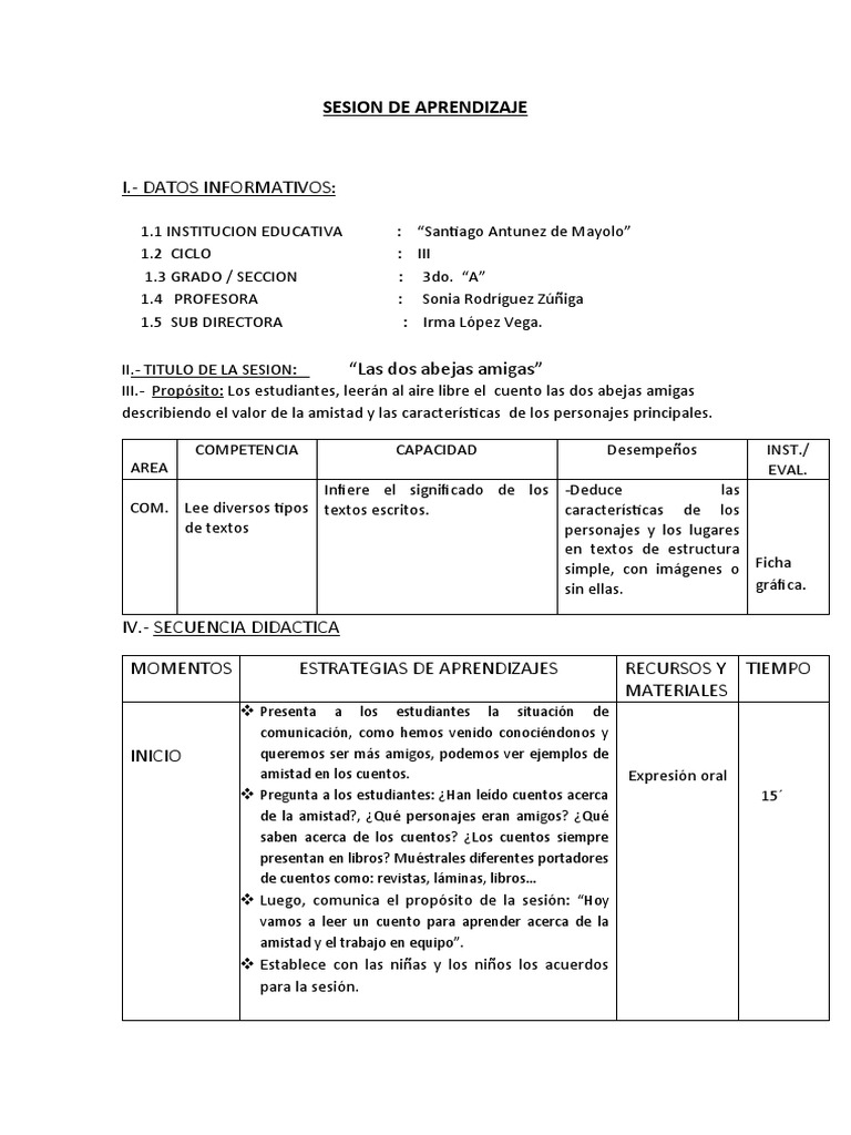 SES. COM. 8 11 - 19-Comprension-Las-Dos-Abejas-Amigas | PDF ...