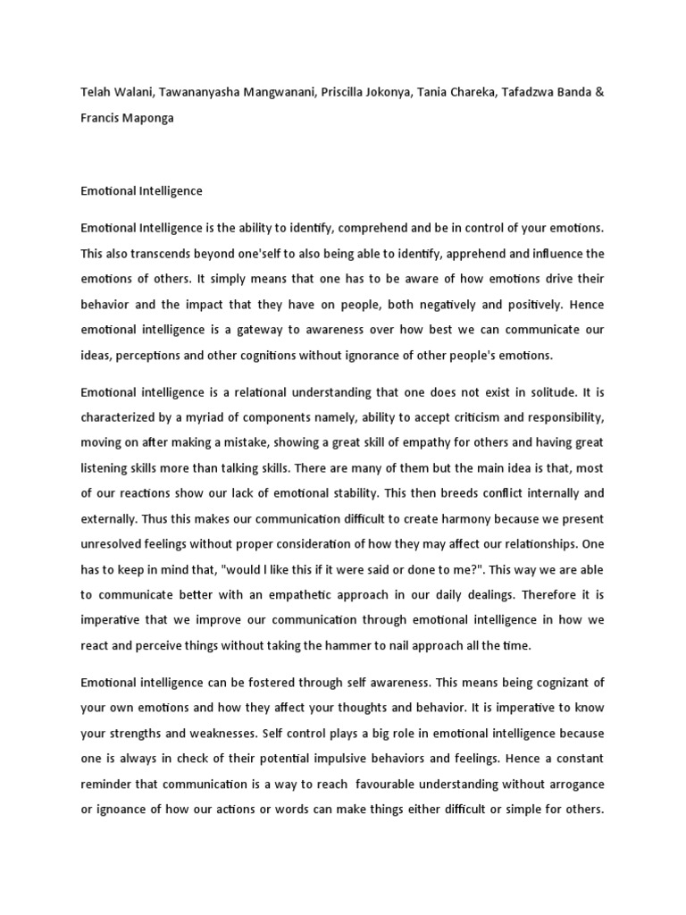 Emotional Intelligence Presentation | PDF | Emotional Intelligence | Empathy