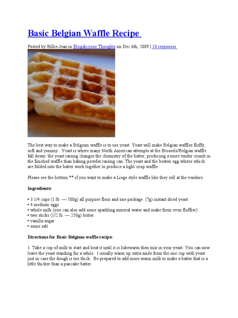 Basic Belgian Waffle Recipe Guide | PDF | Waffle | Stir Frying