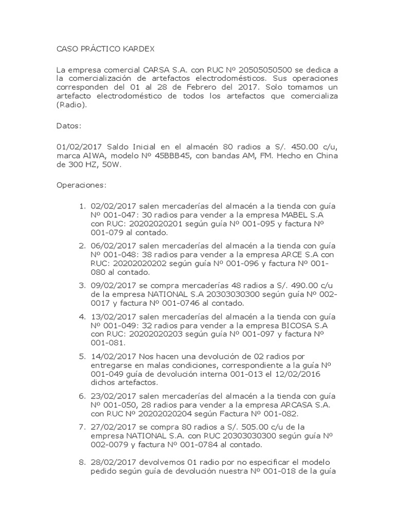 Caso Práctico Kardex | PDF