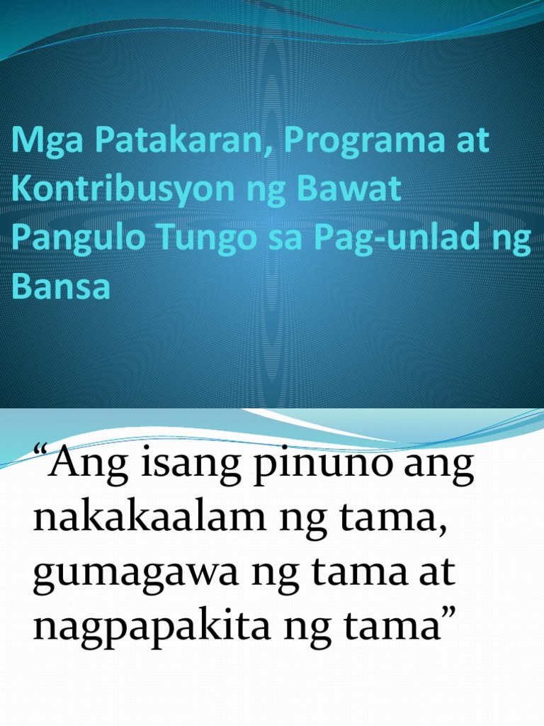 Mga Patakaran, Programa at | PDF