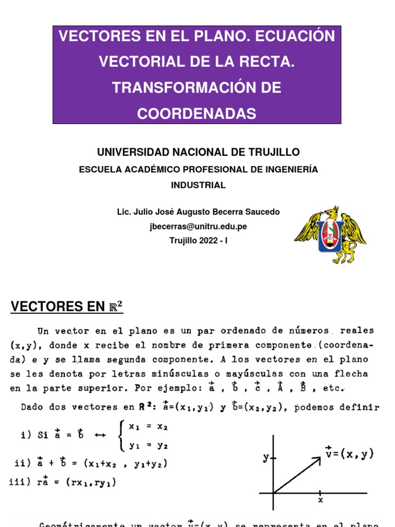 Sesión 02. Vectores en El Plano. Ecuación Vectorial de La Recta ... Sesión 02. Vectores en El Plano. Ecuación Vectorial de La Recta ...