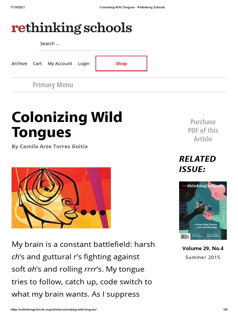 Colonizing Wild Tongues - Rethinking Schools | PDF | Linguistics