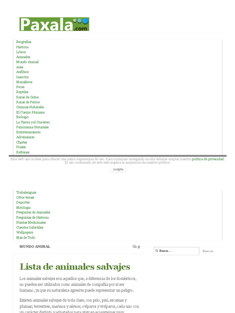 Lista de Animales Salvajes - Nombres y Ejemplos | PDF | Leopardo ...