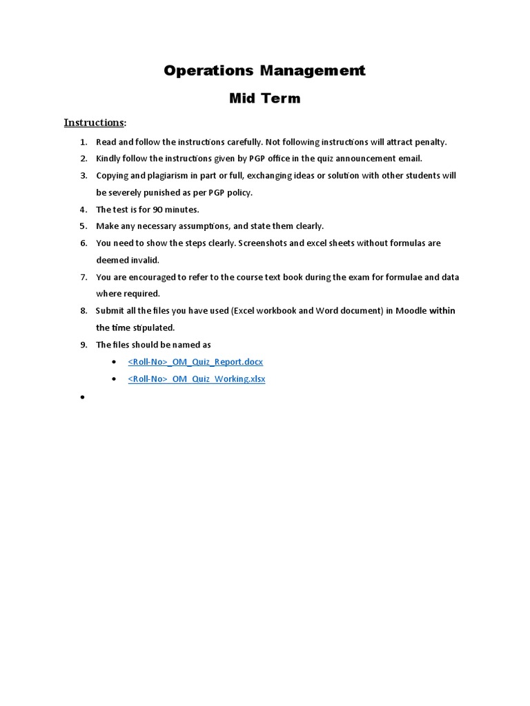 Operations Management: Mid Term | PDF