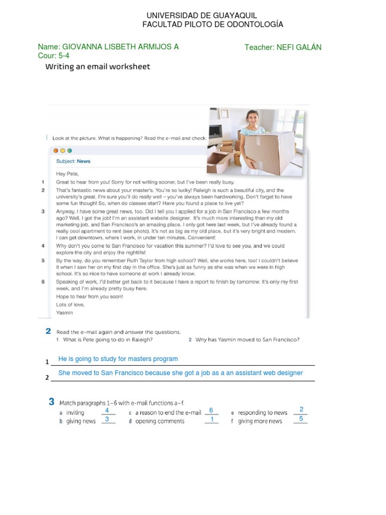 Writing An Email Worksheet | PDF | Self-Improvement