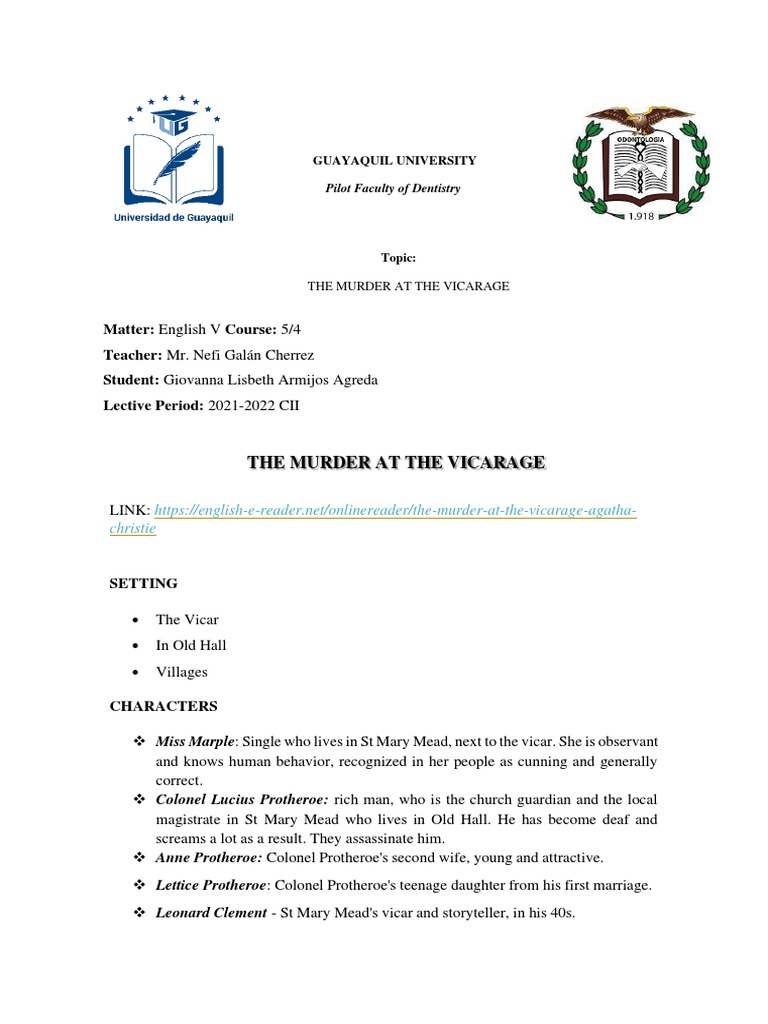 Summary of The Murder at the Vicarage | PDF