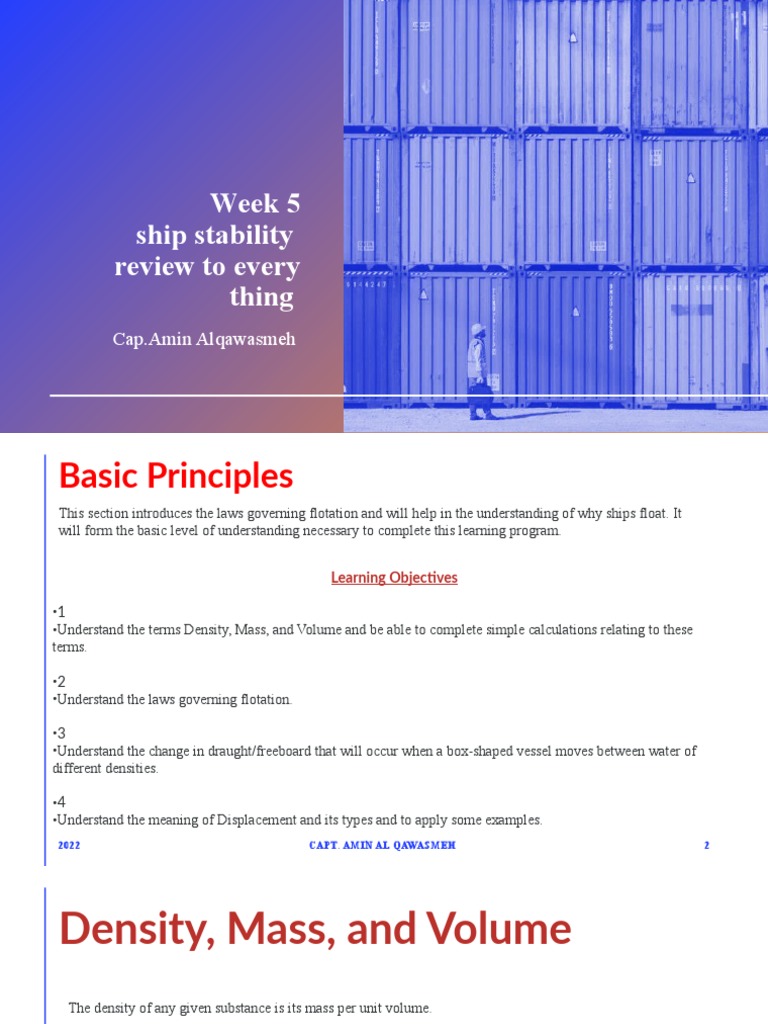 Ship Stability and Flotation Principles | PDF | Tonnage | Buoyancy