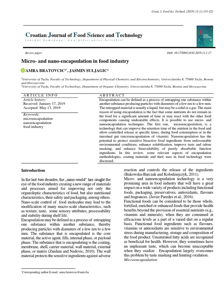 Micro - and Nano-Encapsulation in Food Industry | PDF | Chemical ...