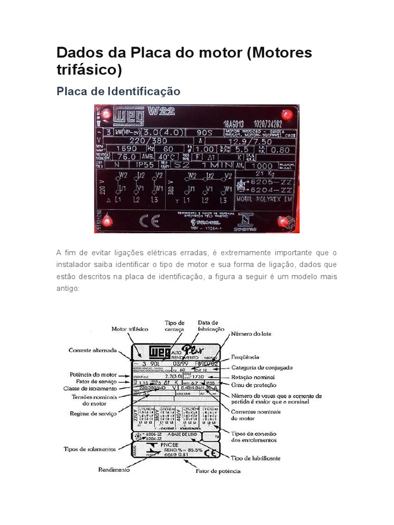 Dados Da Placa Do Motor | PDF