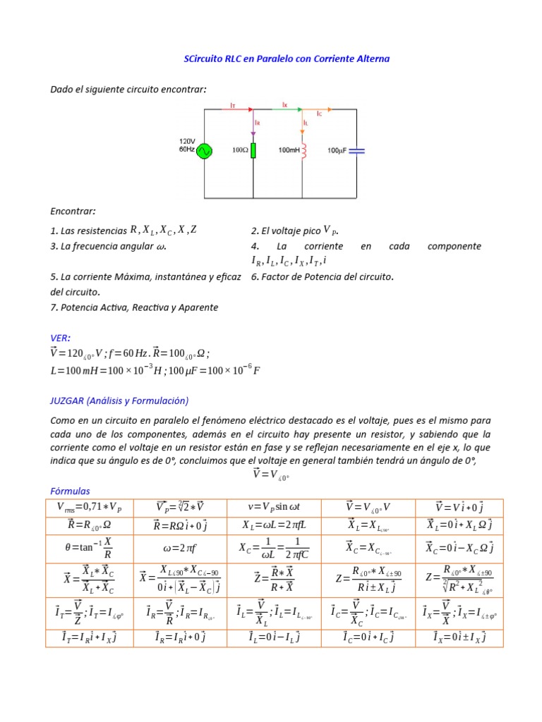Clase 15. Circuito en Paralelo RLC | PDF | Energia electrica | voltaje