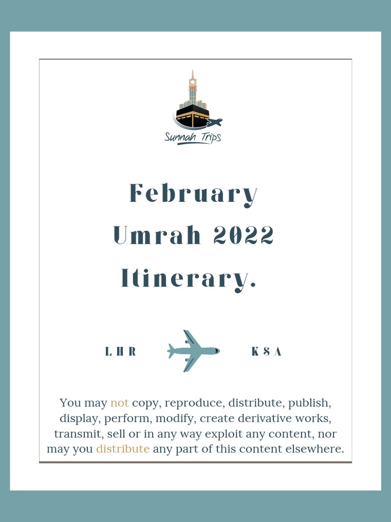 February Umrah 2022 Itinerary.: LHR KSA | PDF | Theocracy | Prayer