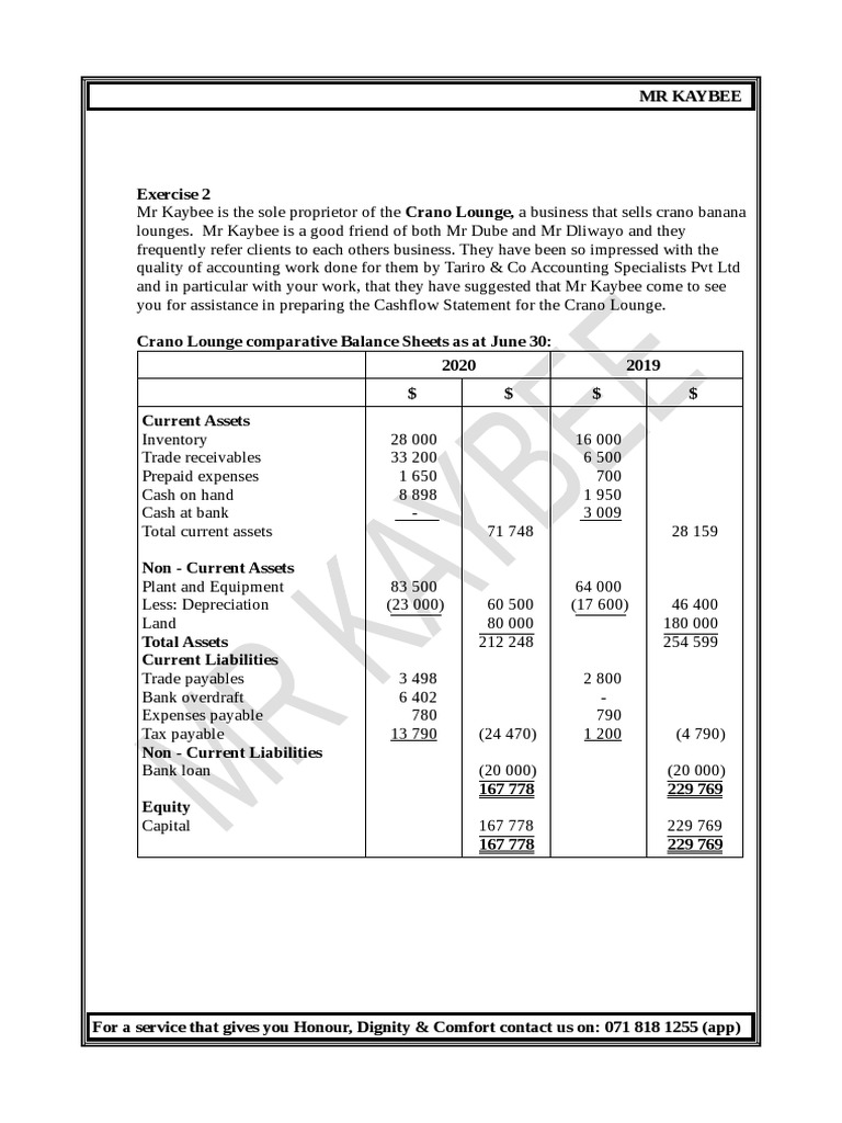Exercise 2 (Cashflow Statements) | PDF | Cash Flow Statement | Expense