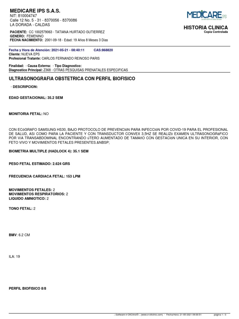 Perfil Biofisico | PDF | Enfermedades y trastornos | Salud maternal