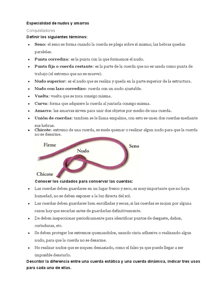 Especialidad de Nudos y Amarras | Descargar gratis PDF | Nudo | Cuerda