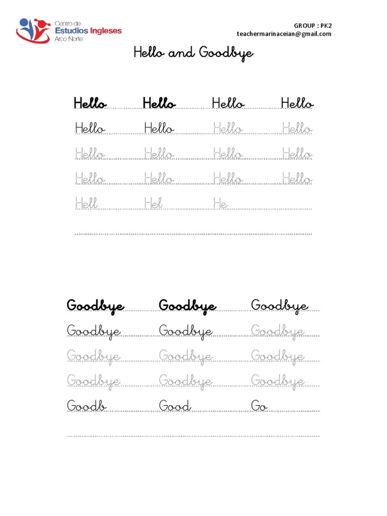 Hello and Goodbye Worksheet | PDF