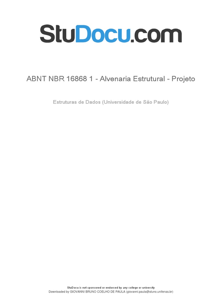 Abnt NBR 16868 1 Alvenaria Estrutural Projeto | PDF | International ...