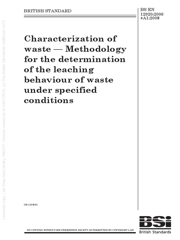 Characterization of Waste - Methodology For The Determination of The ...