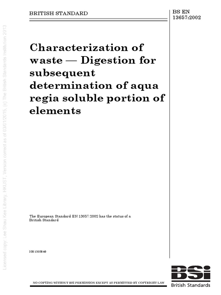 BS en 13657-2002 | Download Free PDF | Nitric Acid | Filtration