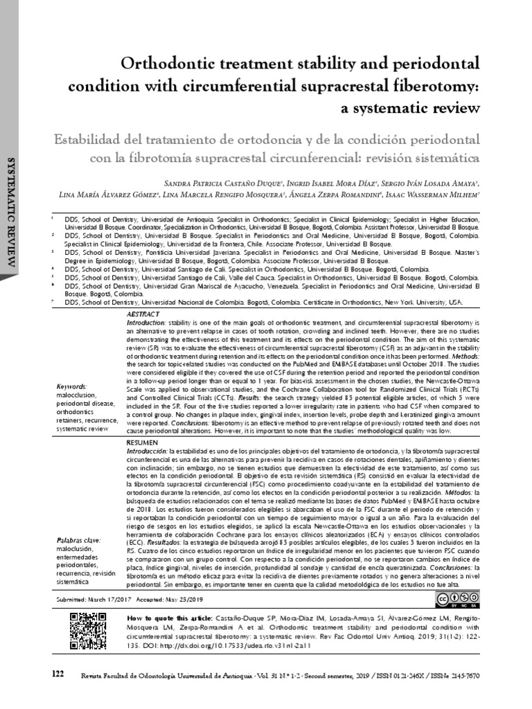 Orthodontic Treatment Stability and Periodontal Condition With ...