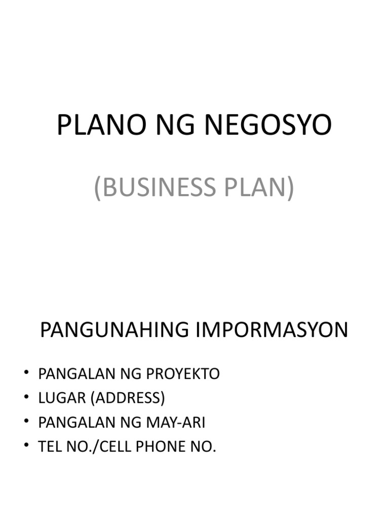 PLANO NG NEGOSYO | PDF