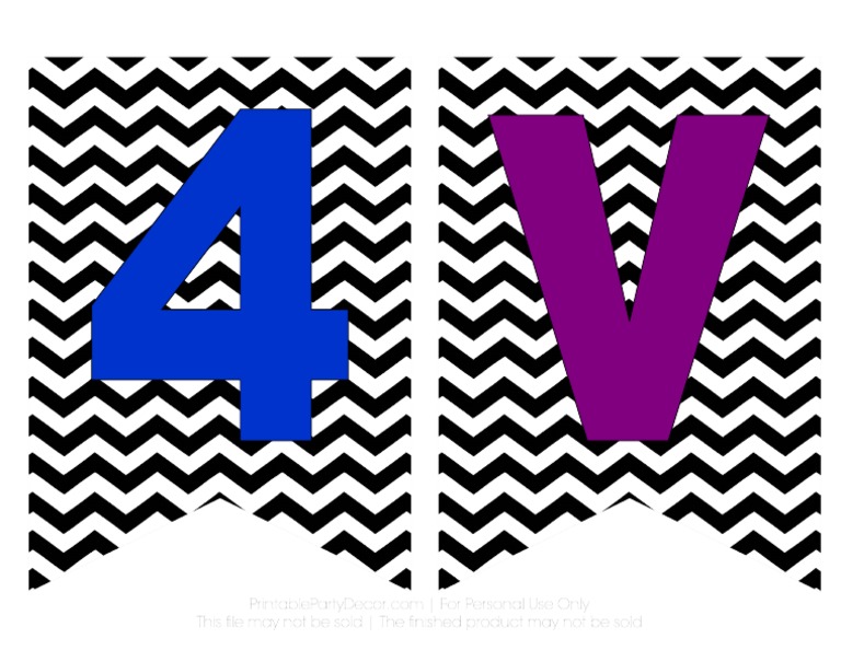 Free Printable Chevron Party Pennant Banner Black | PDF