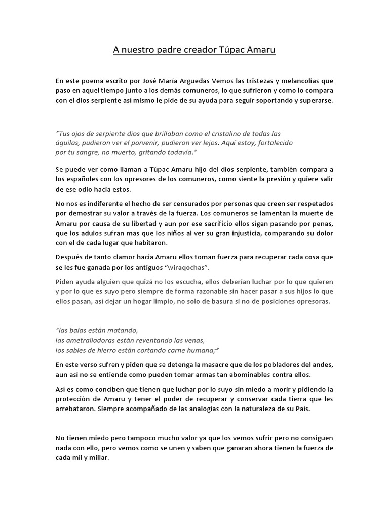 A Nuestro Padre Creador Túpac Amaru | PDF | Derecho