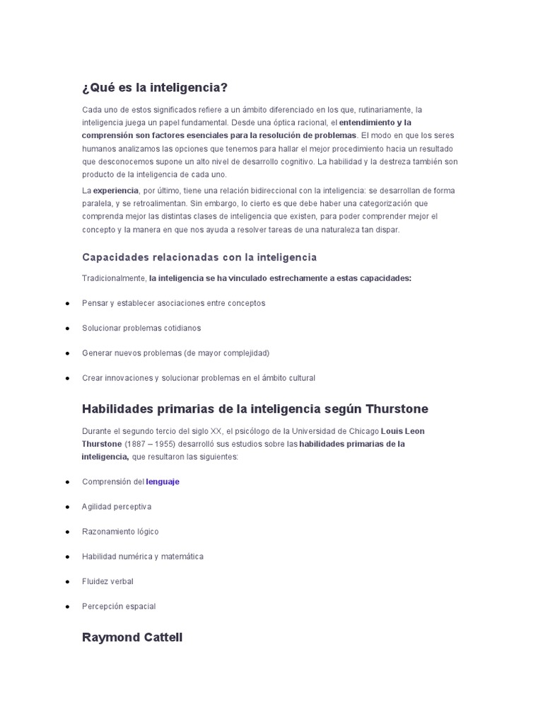 ¿Qué Es La Inteligencia | PDF | Inteligencia | Aprendizaje
