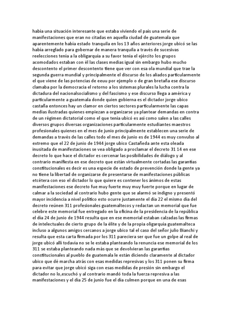 Jorge Ubico Resumen | PDF | Guatemala | Dictadura