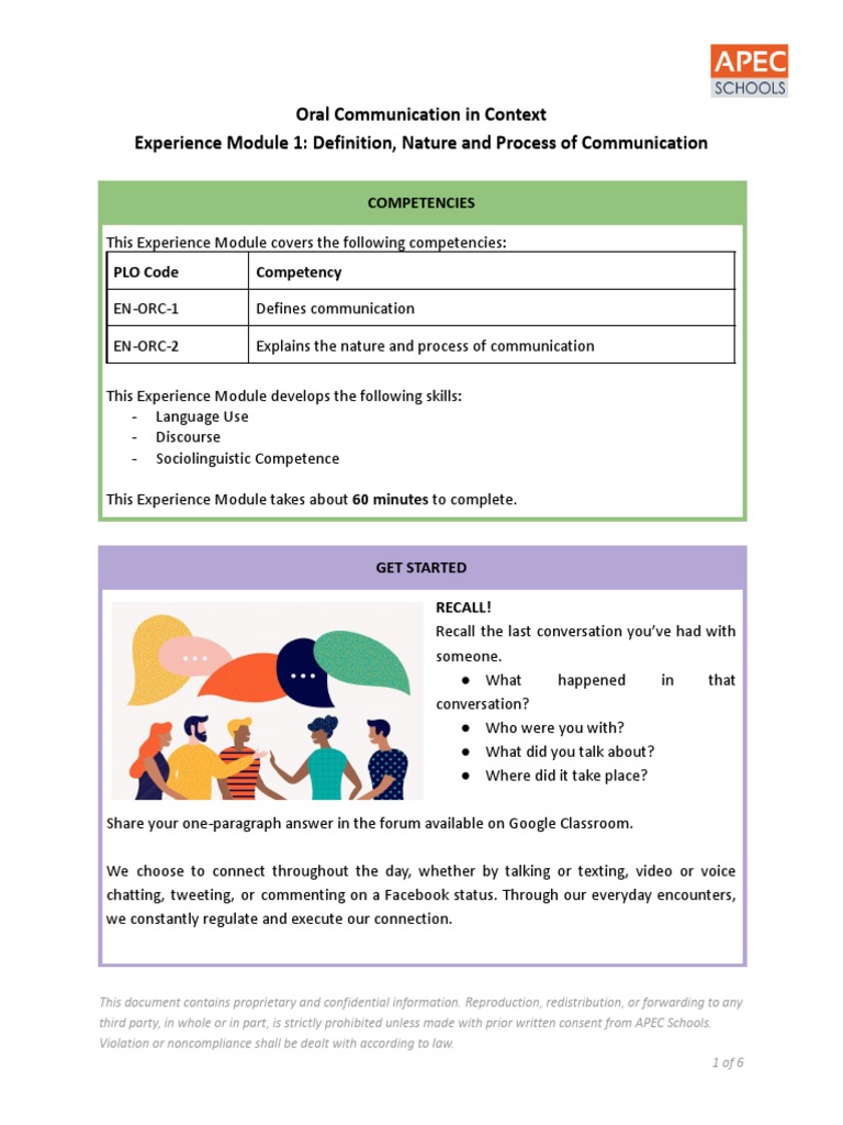 Oral Communication - EM1 - Definition, Nature and Process of ...