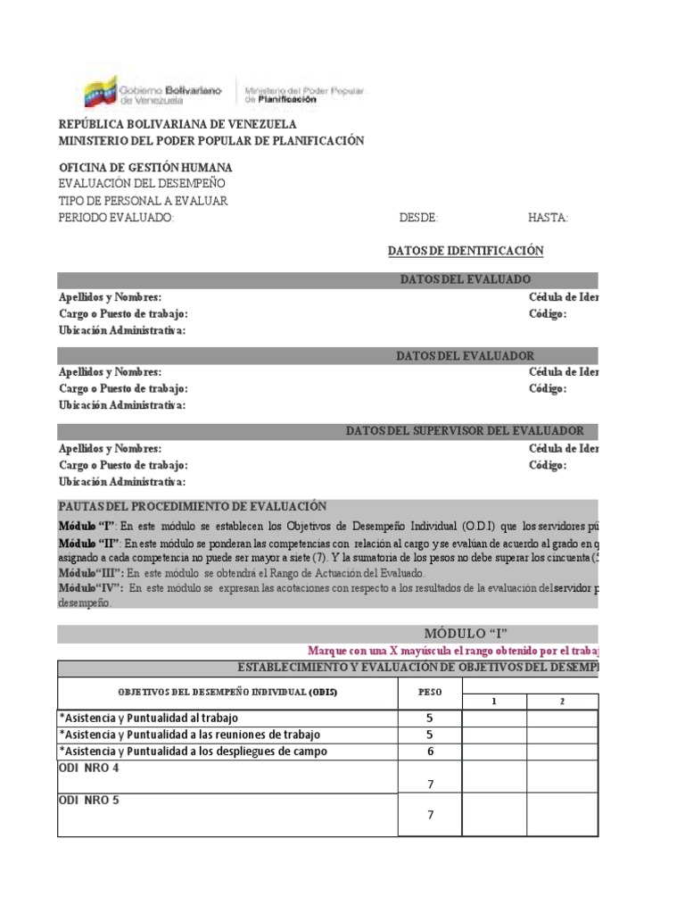 Evaluación del Desempeño de Servidores Públicos | PDF | Planificación ...