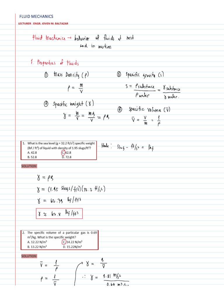 Fluid Mechanics Notes | PDF