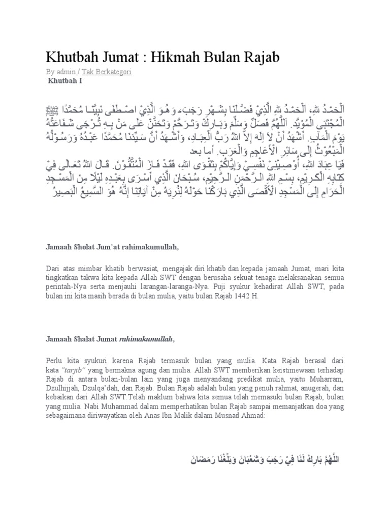 Khutbah Jumat Rajab | PDF