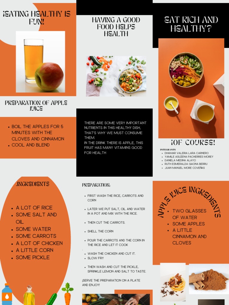 Triptico Saludable Ingles | PDF | Pickling | Foods