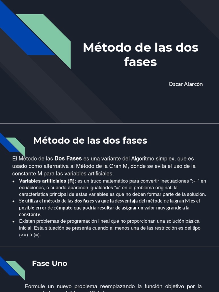 Método de las Dos Fases en Programación Lineal | PDF | Matemáticas De ...