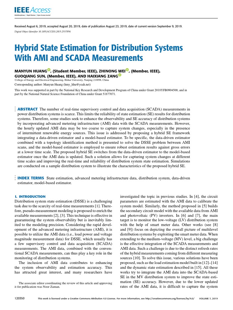 Hybrid State Estimation For Distribution Systems With Ami And Scada