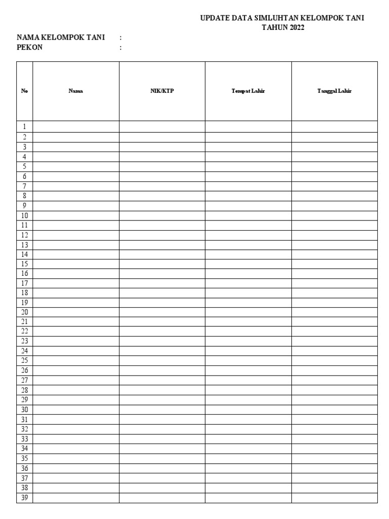 Update Data Simluhtan Kelompok Tani | PDF