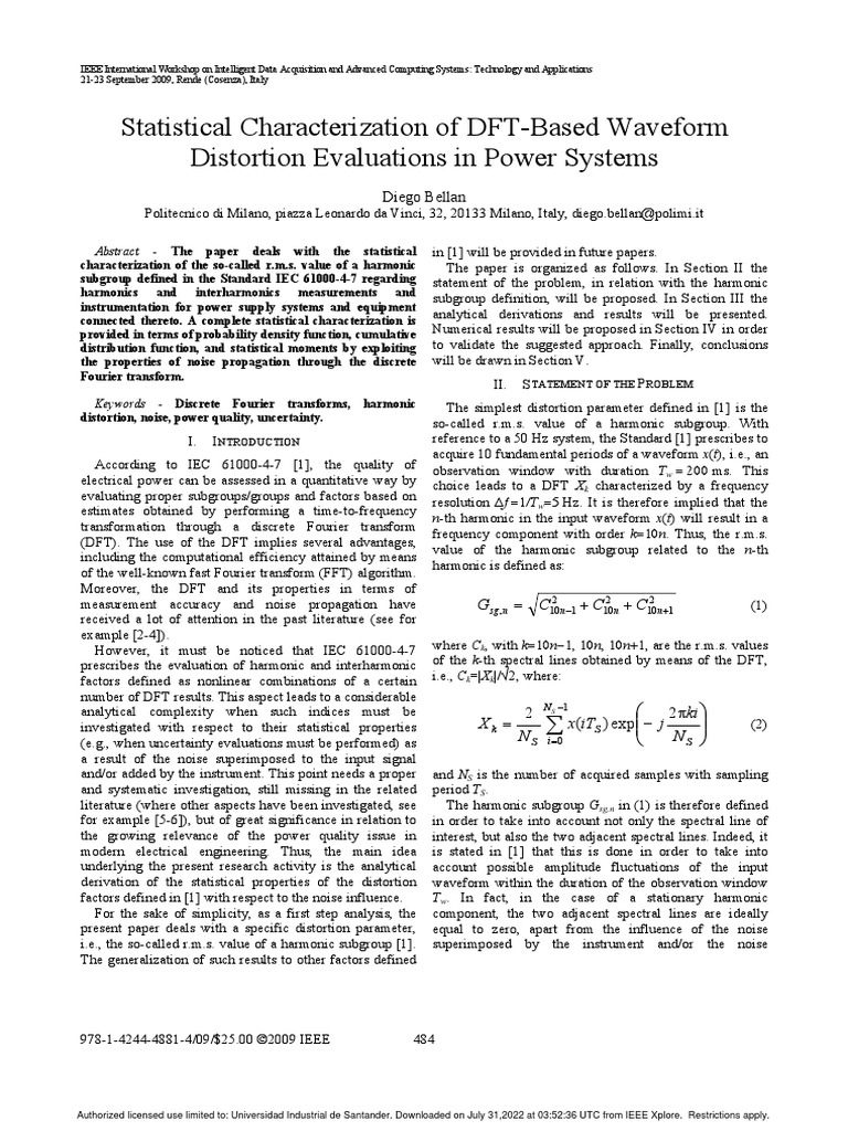 Statistical Characterization Of Dft Based Waveform Distortion