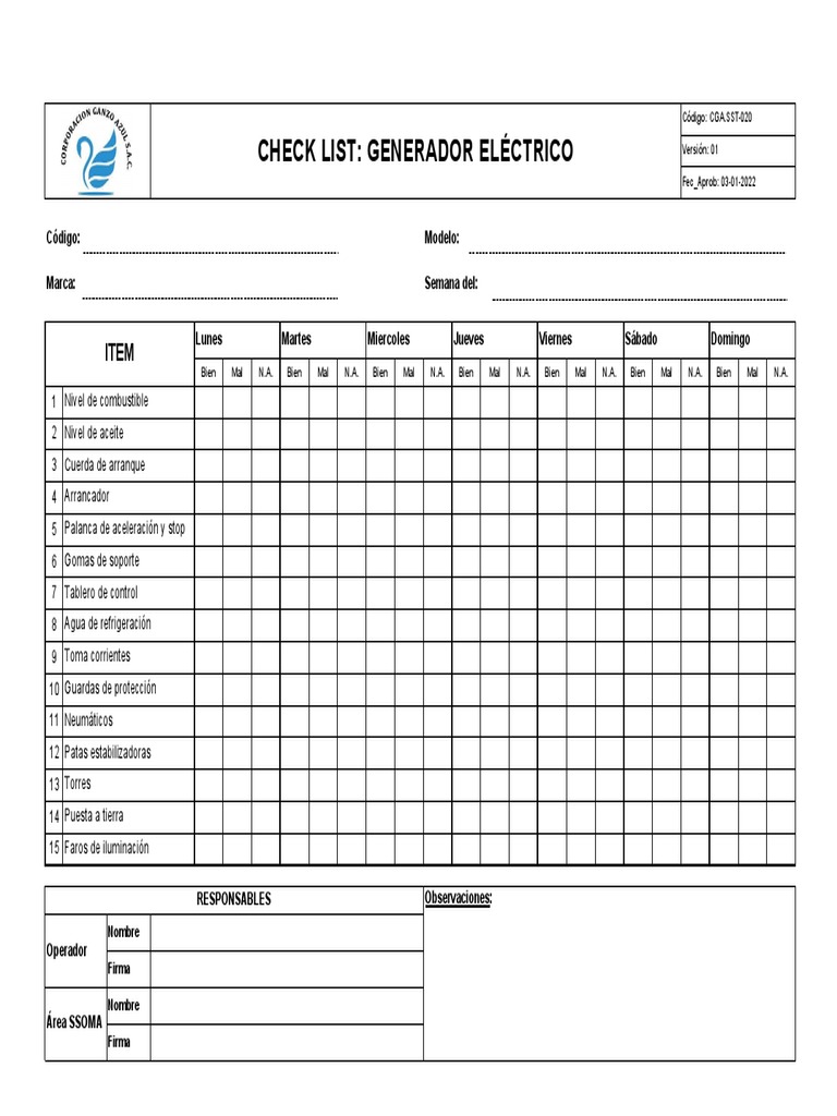 CGA SST 020-CheckList-GE | PDF